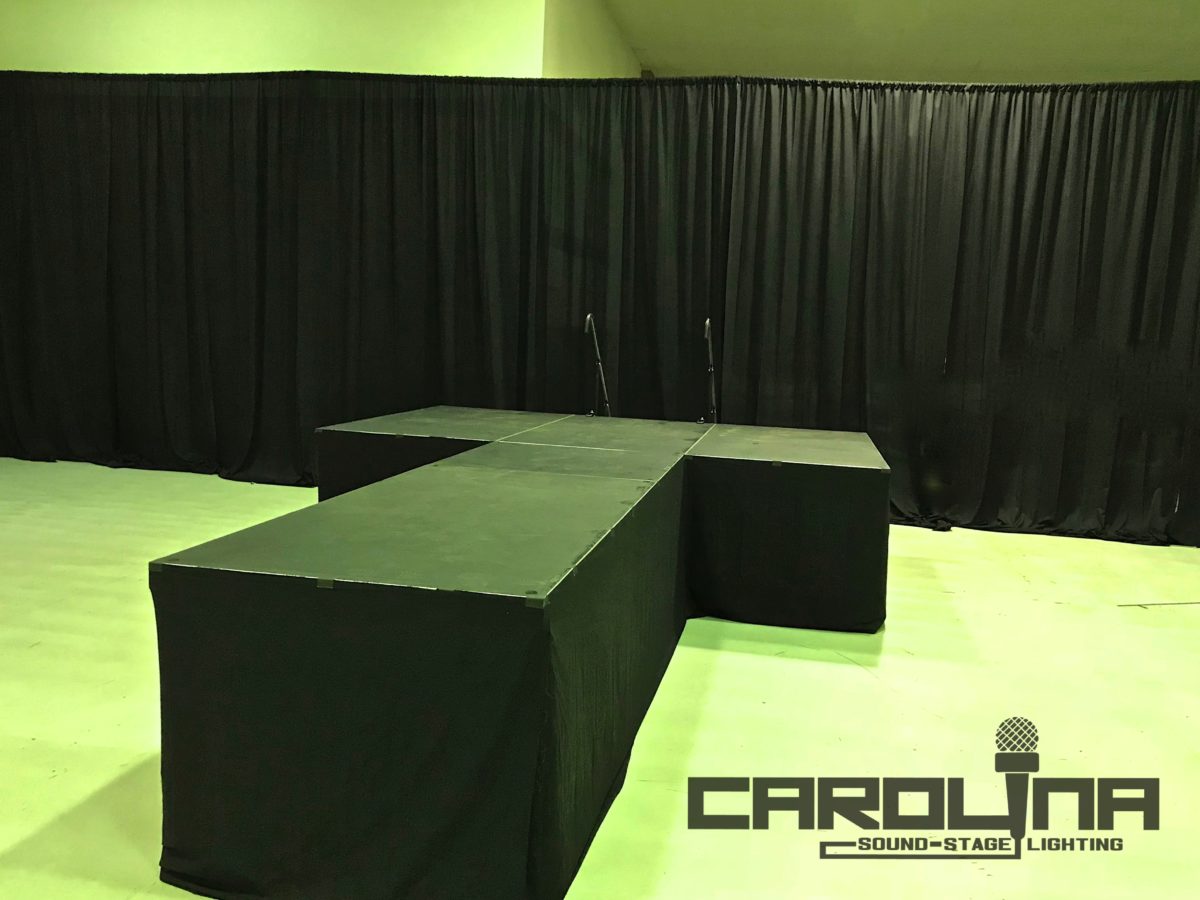 runway black pipe and drape room divider carolina sound stage lighting ...